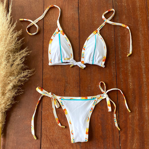 The White And Peach Bikini De Sport Wear